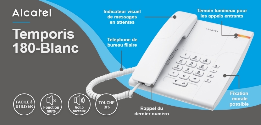 Alcatel Temporis 180 blanc - Onedirect